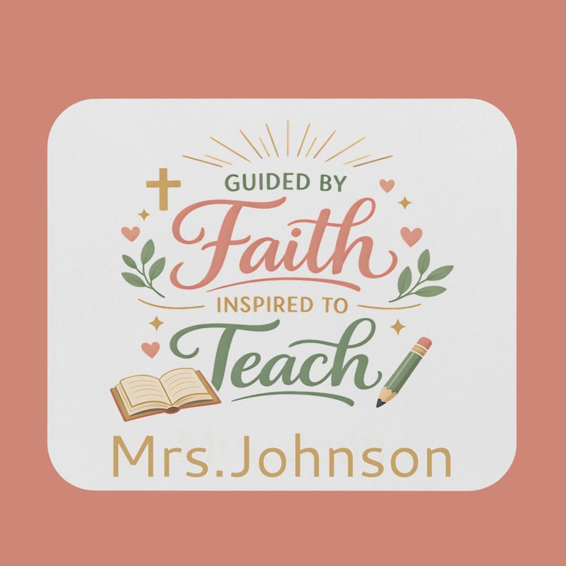 Christian Teacher Mousepad, Personalized Desk Decor, Religious Gift - Etsy
