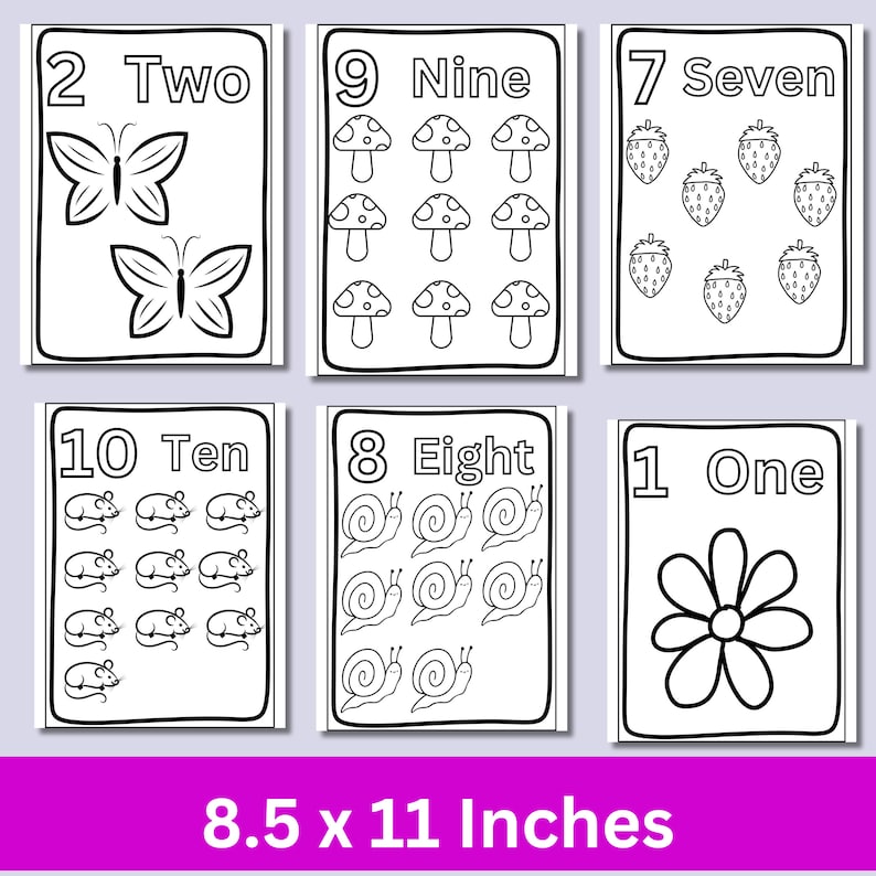 Numbers 1-10 Coloring Pages: Preschool Kindergarten Worksheets (PDF ...