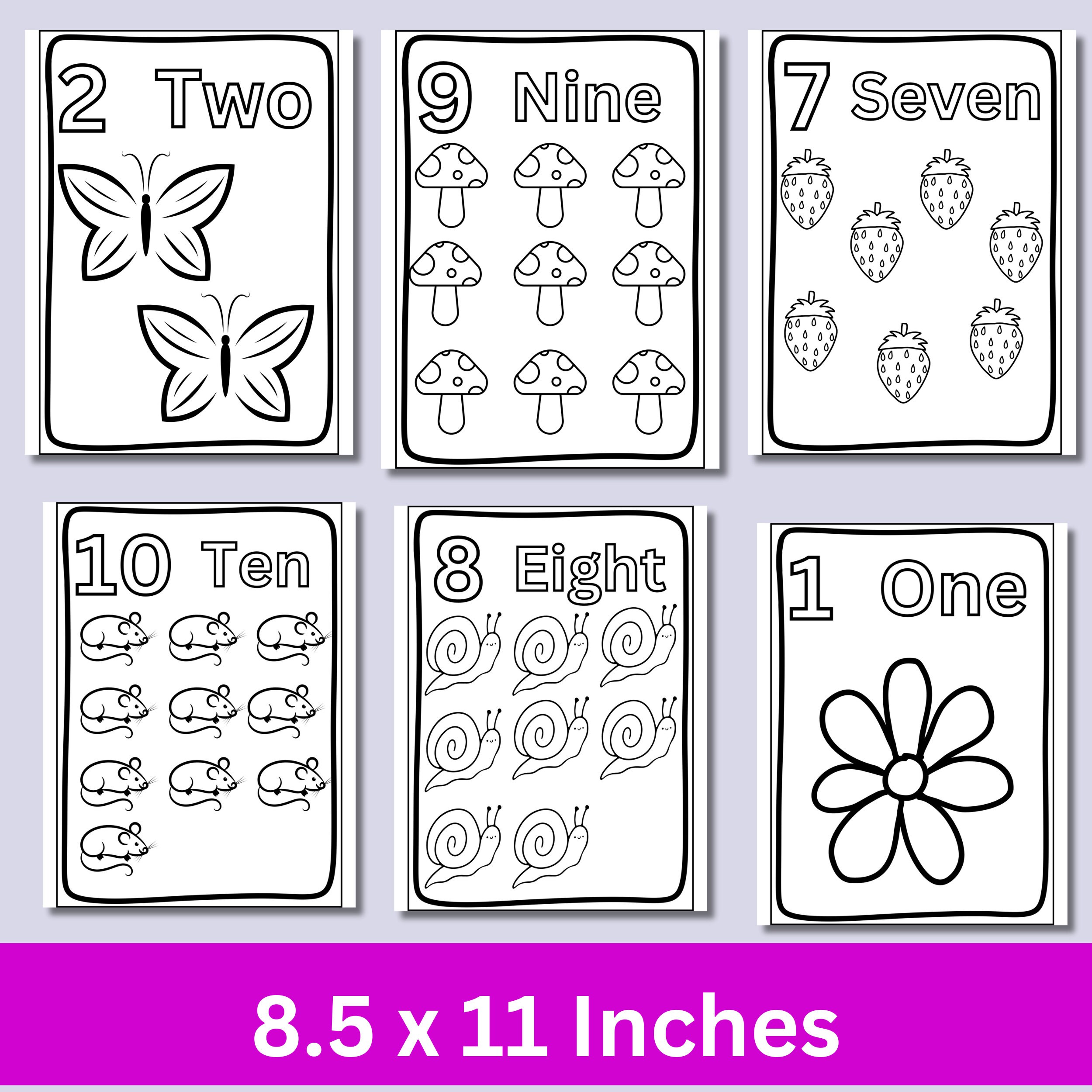 1-10 Numbers Printable Coloring Sheets, Count and Color Coloring Pages ...