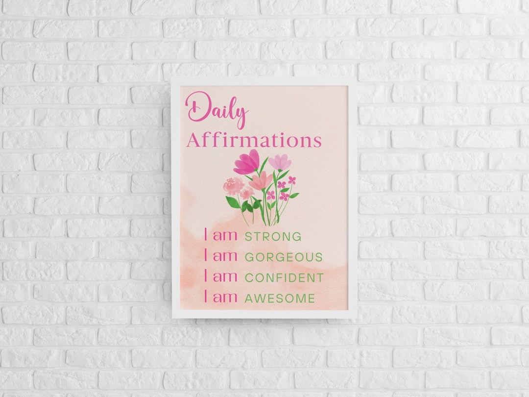 Floral Daily Affirmations Print: Motivational Wall Art (digital ...