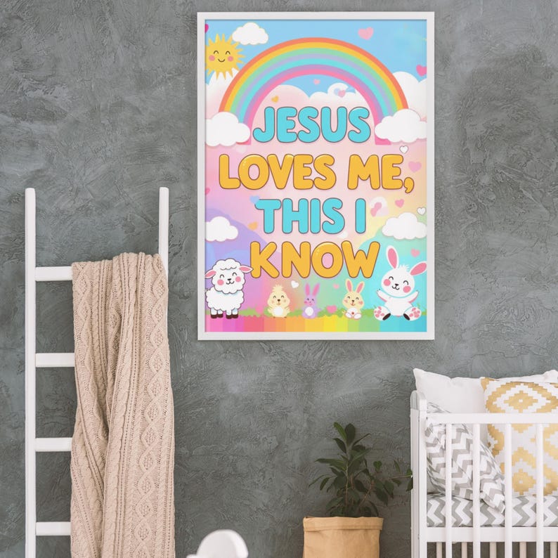 Jesus Loves Me Kids Wall Art: Pastel Nursery Decor (digital Download ...