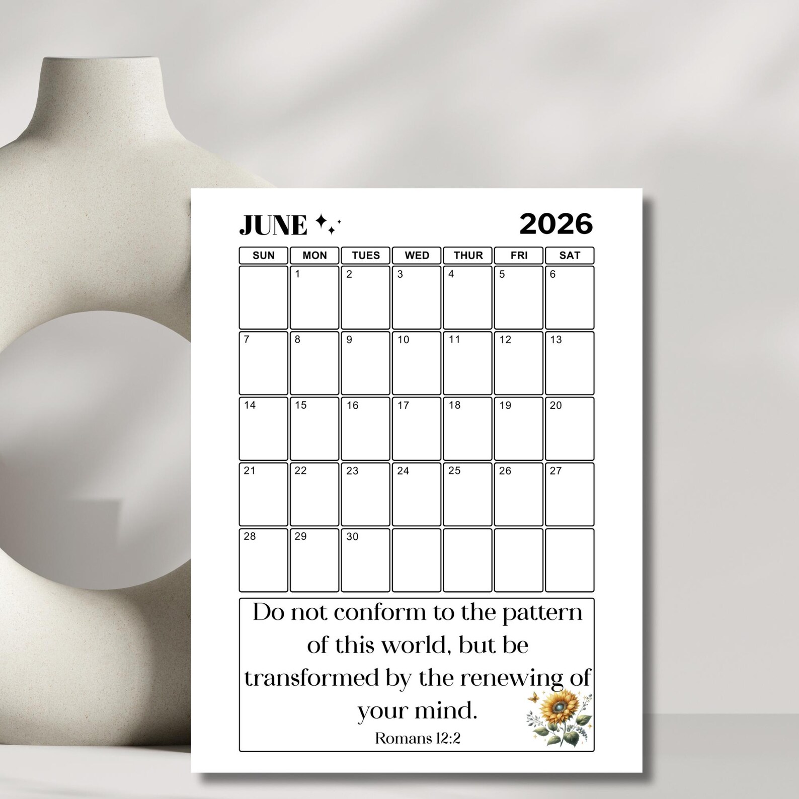 2026 Glitter Flower Bible Verse Calendar, Inspirational Christian ...