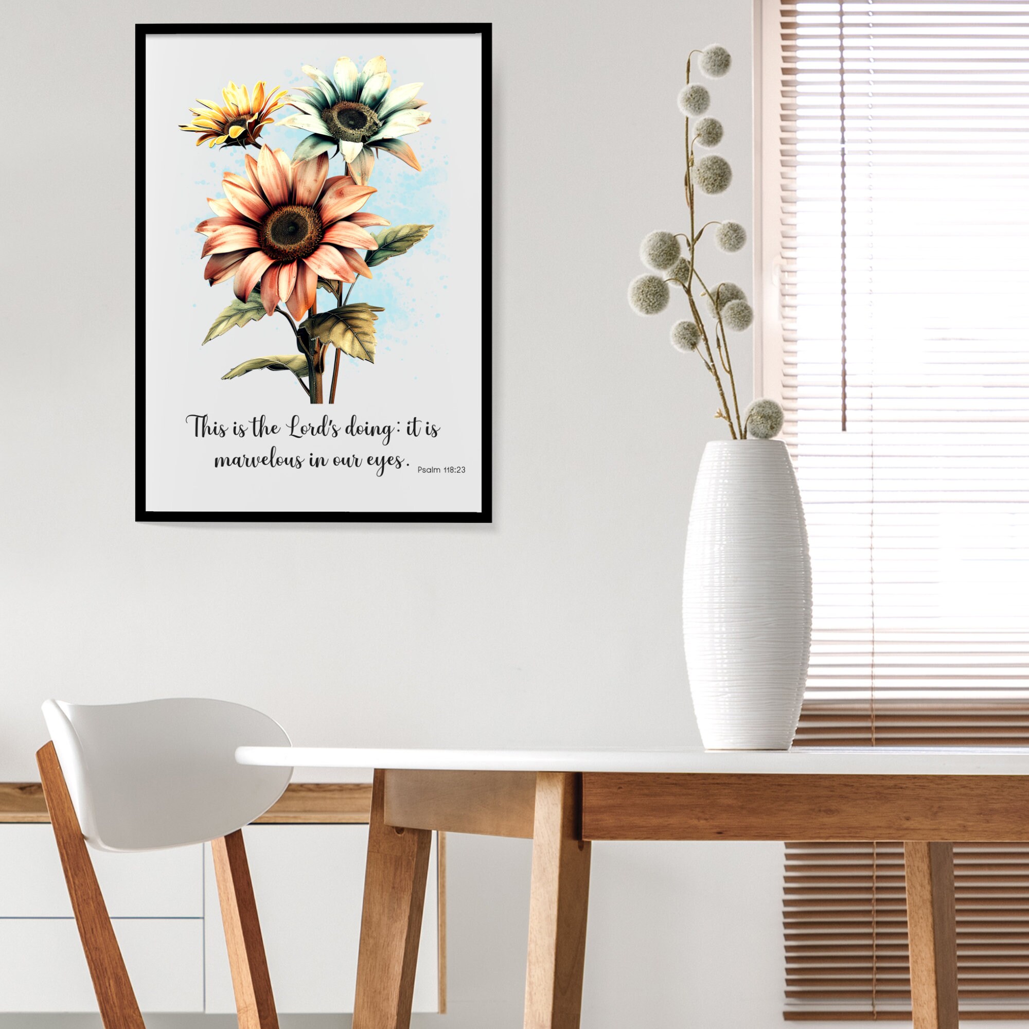 Sunflower Christian Wall Art, Bible Verse Prints, Christian Wall ...