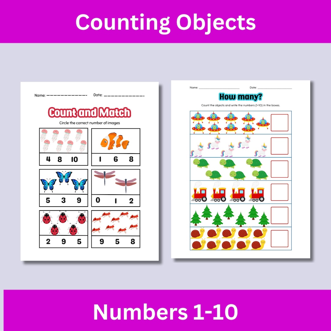 Counting Objects, Numbers 1-10 Practice,preschool, Kindergarten ...