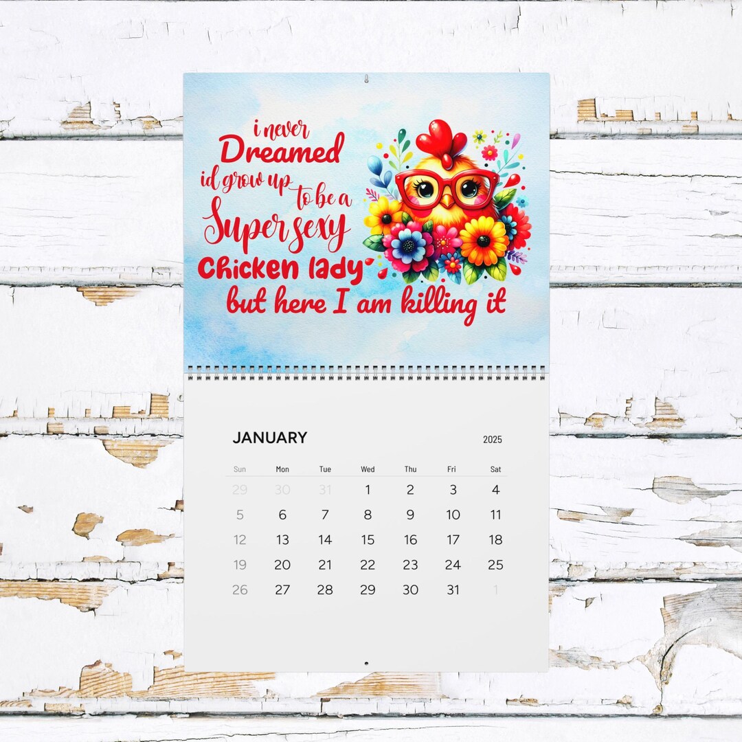 Charming Chicken Calendar 2025, Funny Chicken Lady Wall Calendar ...