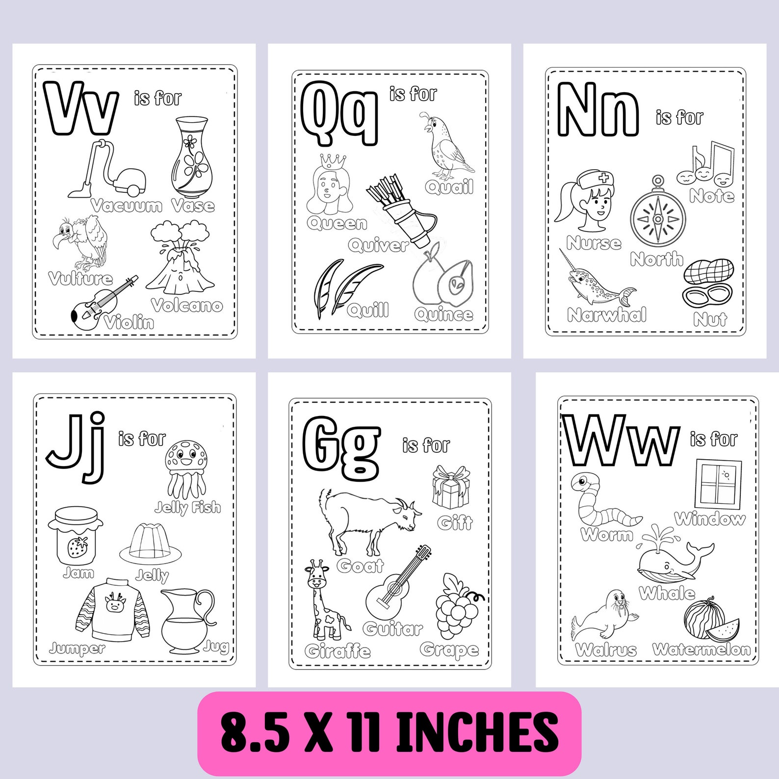 ABC Coloring Pages: Kids Alphabet Learning Worksheets (digital Download ...