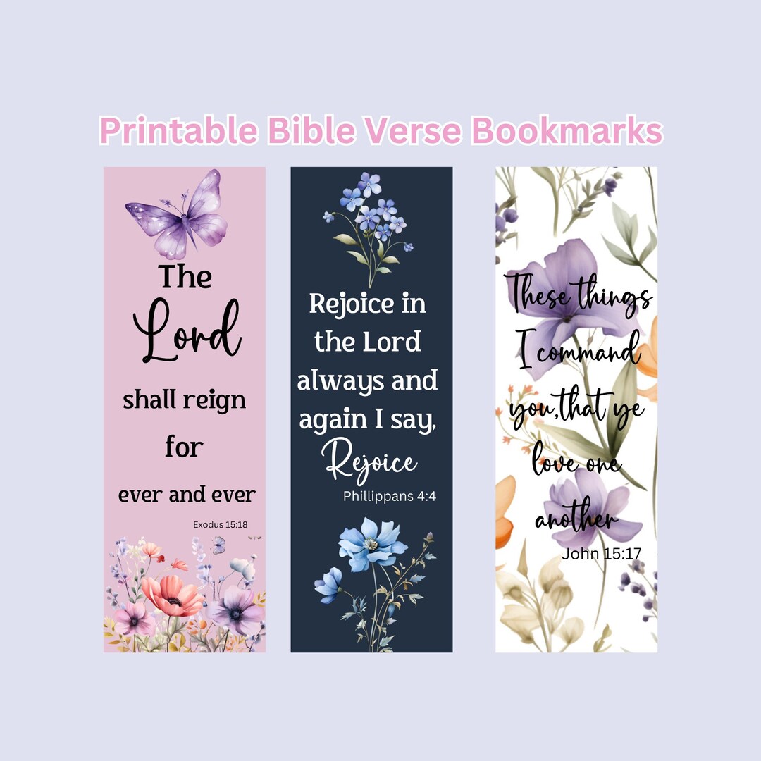 Watercolor Floral Bible Verse Bookmarks: Christian Scripture (digital ...