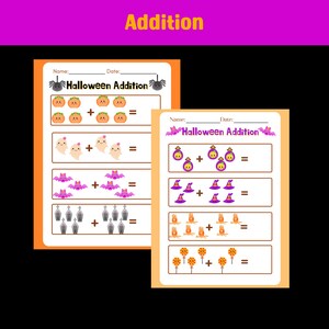 Halloween Math Practice Worksheets, Fun and Educational,12 Printable ...