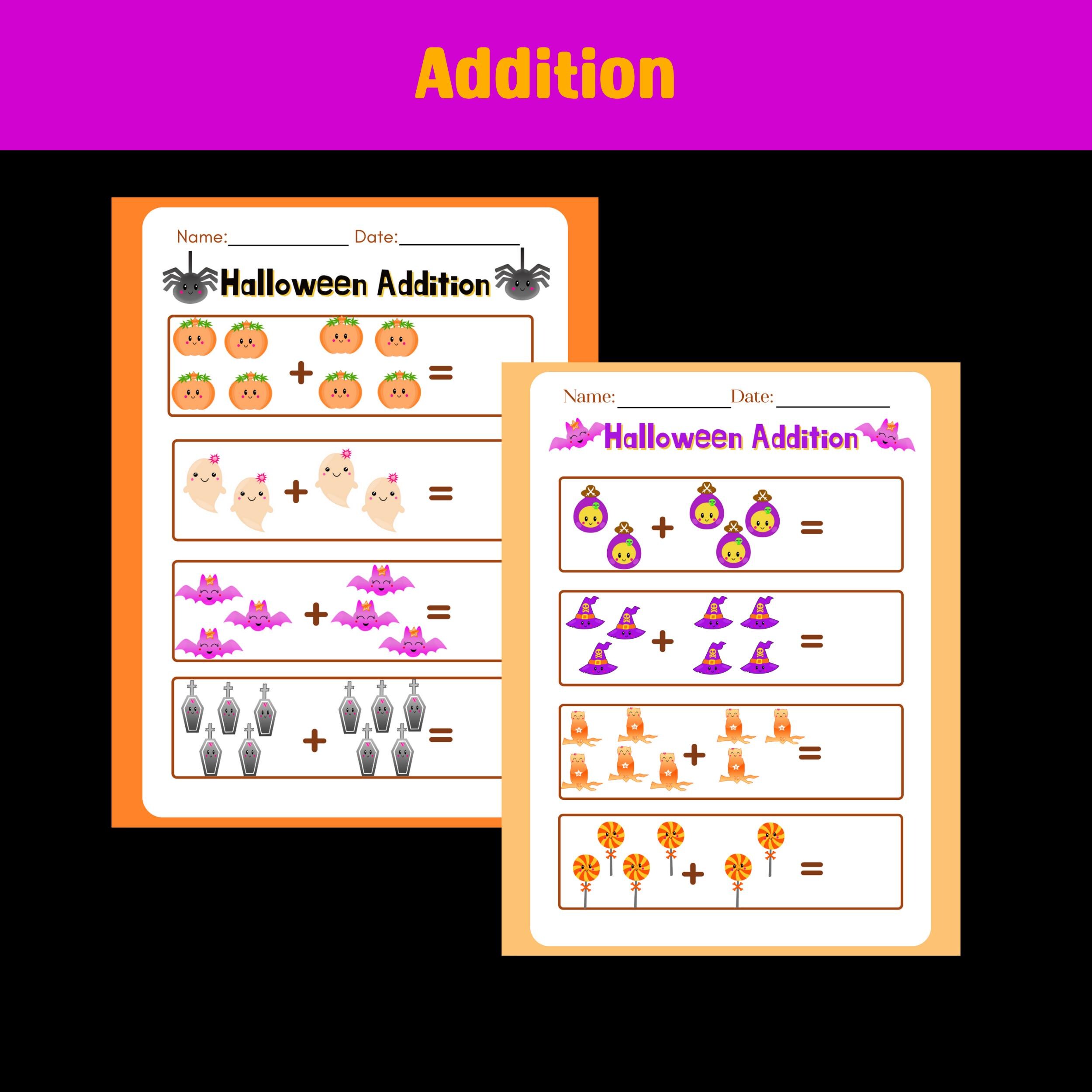 Halloween Math Practice Worksheets, Fun and Educational,12 Printable ...