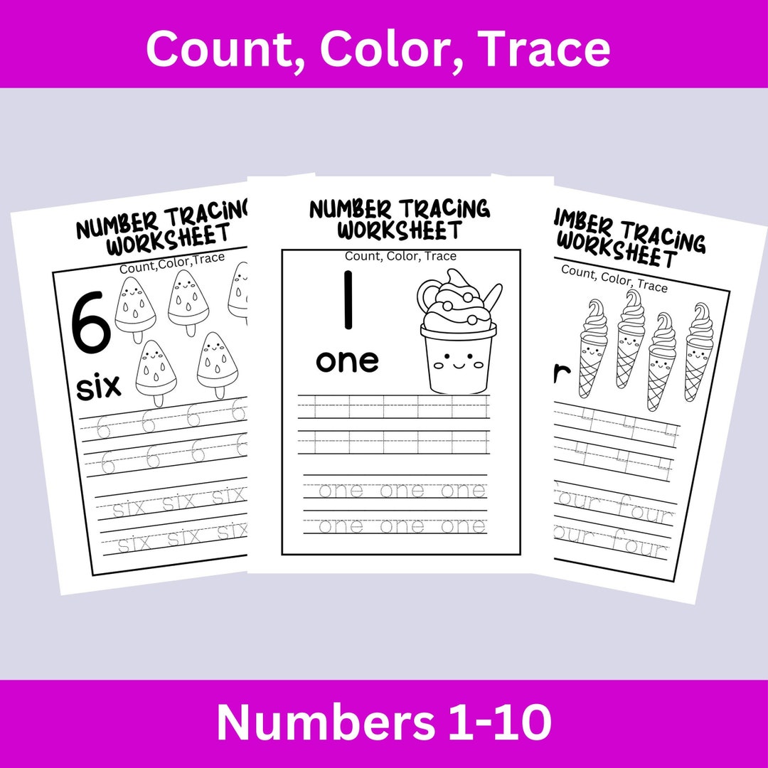Number Tracing and Coloring Activity for Kids,1-10 Number Tracing ...