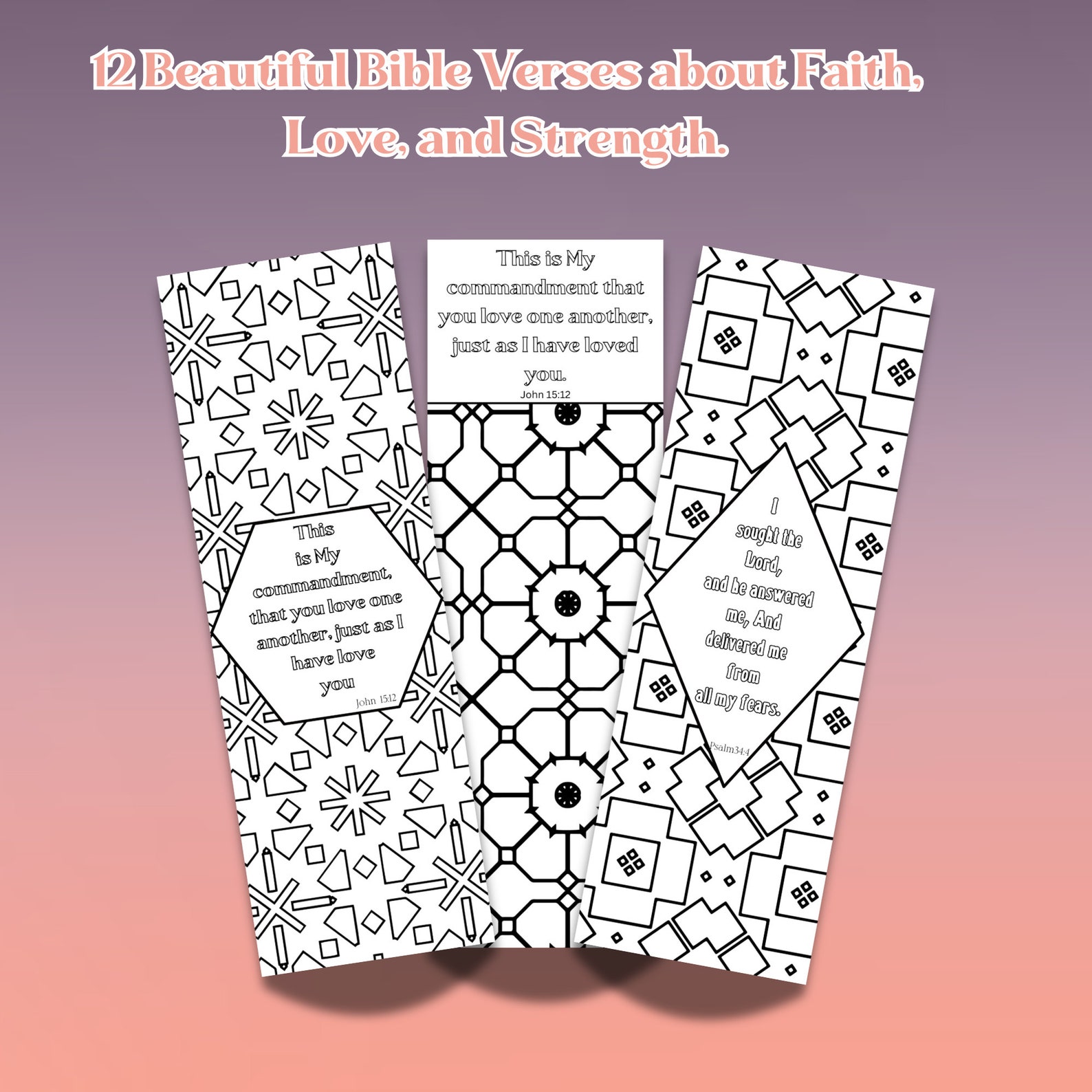Faithful Words Printable Bible Verse Coloring Bookmarks Set of 12 ...