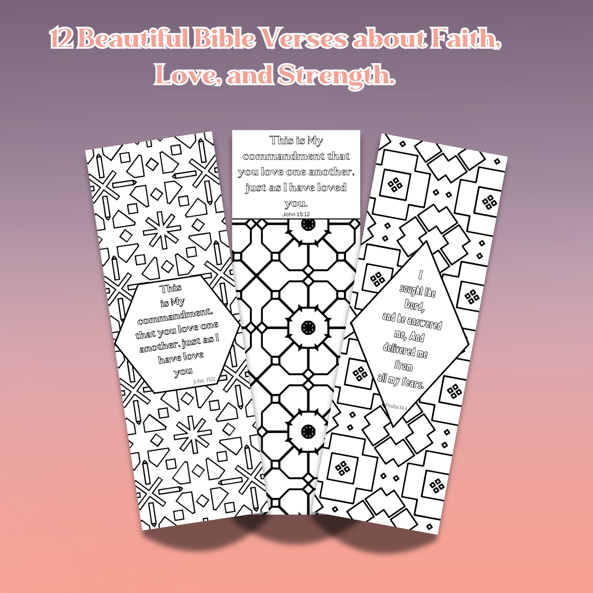 Faithful Words Printable Bible Verse Coloring Bookmarks Set of 12 ...