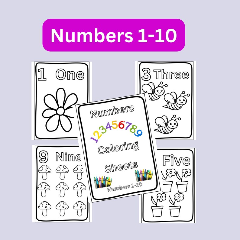 1-10 Numbers Printable Coloring Sheets, Count and Color Coloring Pages ...