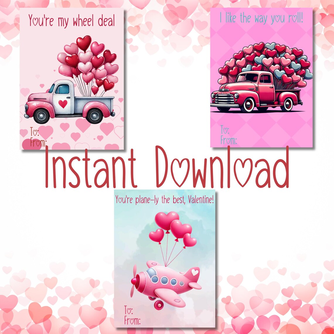Printable Transportation Valentine's Day Cards, Kids Classroom ...