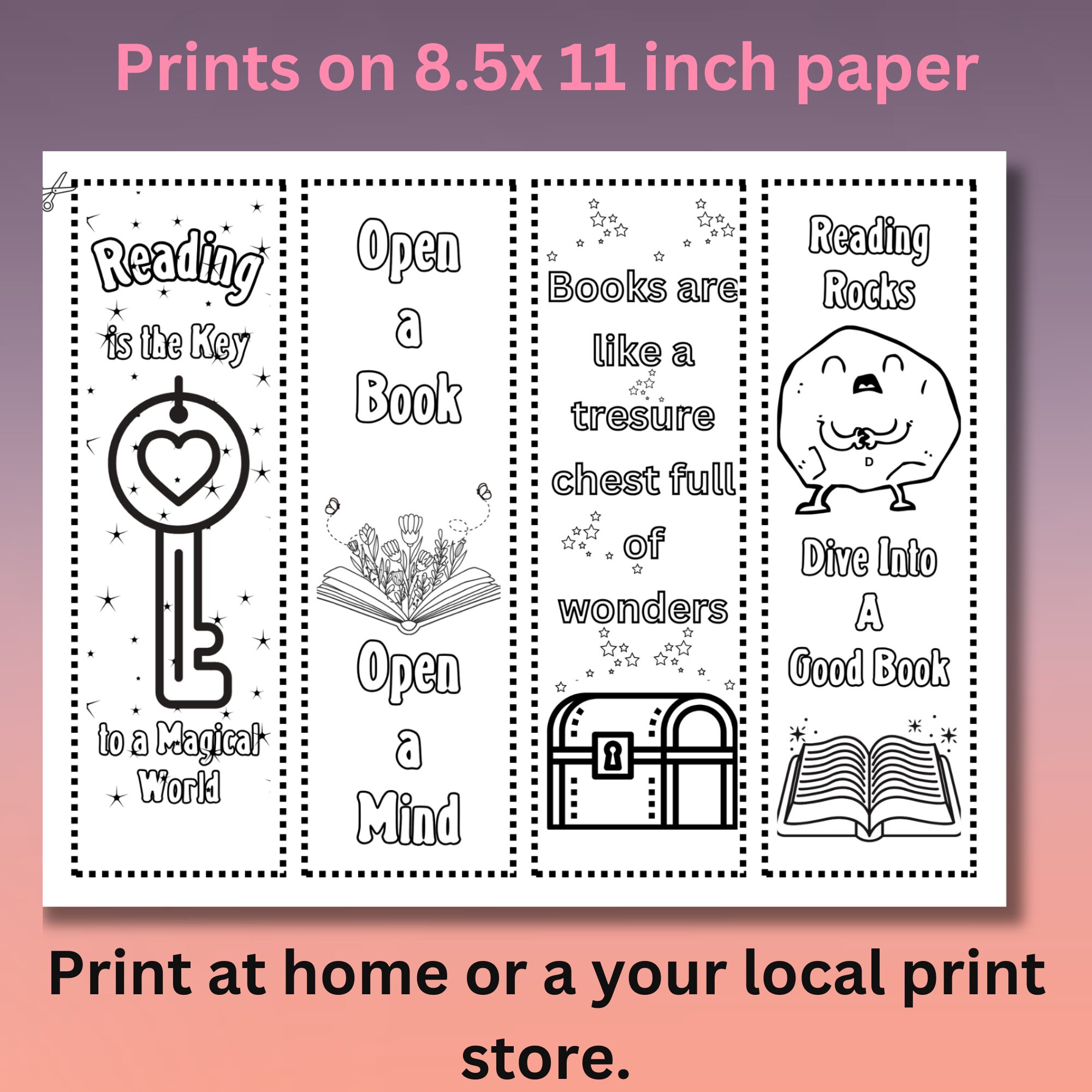 Printable Coloring Bookmarks: Summer Reading Activity (PDF) - Etsy