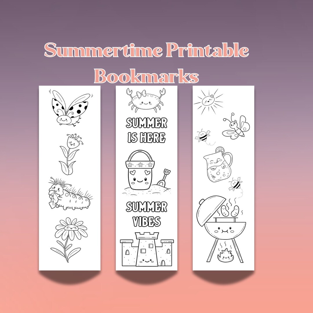 Summertime Fun Coloring Bookmarks for Kids|9 Cute Summer Printables ...