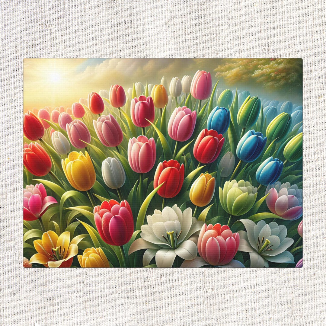 Canvas Wall Art, Colorful Tulip Matte Canvas Print Stretched, Home ...