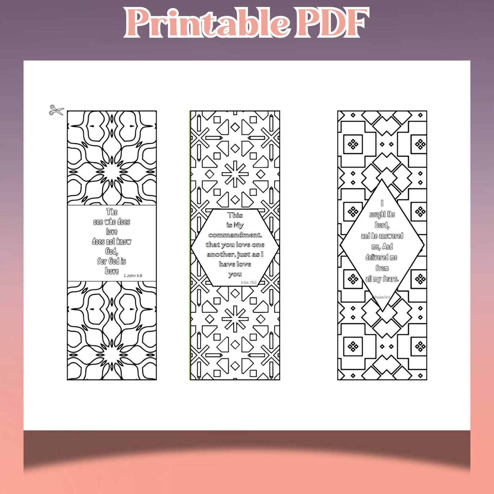 Faithful Words Printable Bible Verse Coloring Bookmarks Set of 12 ...