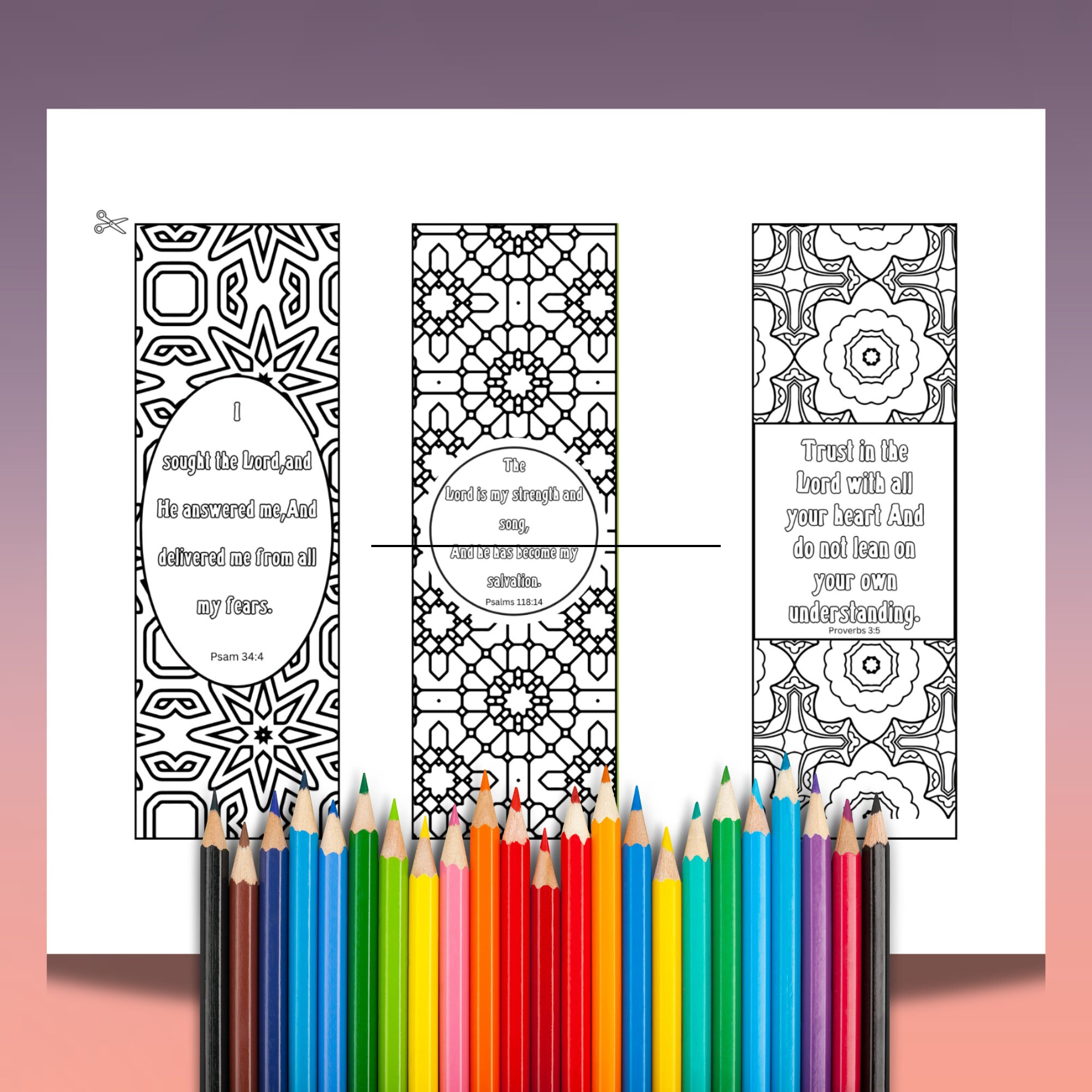 Faithful Words Printable Bible Verse Coloring Bookmarks Set of 12 ...