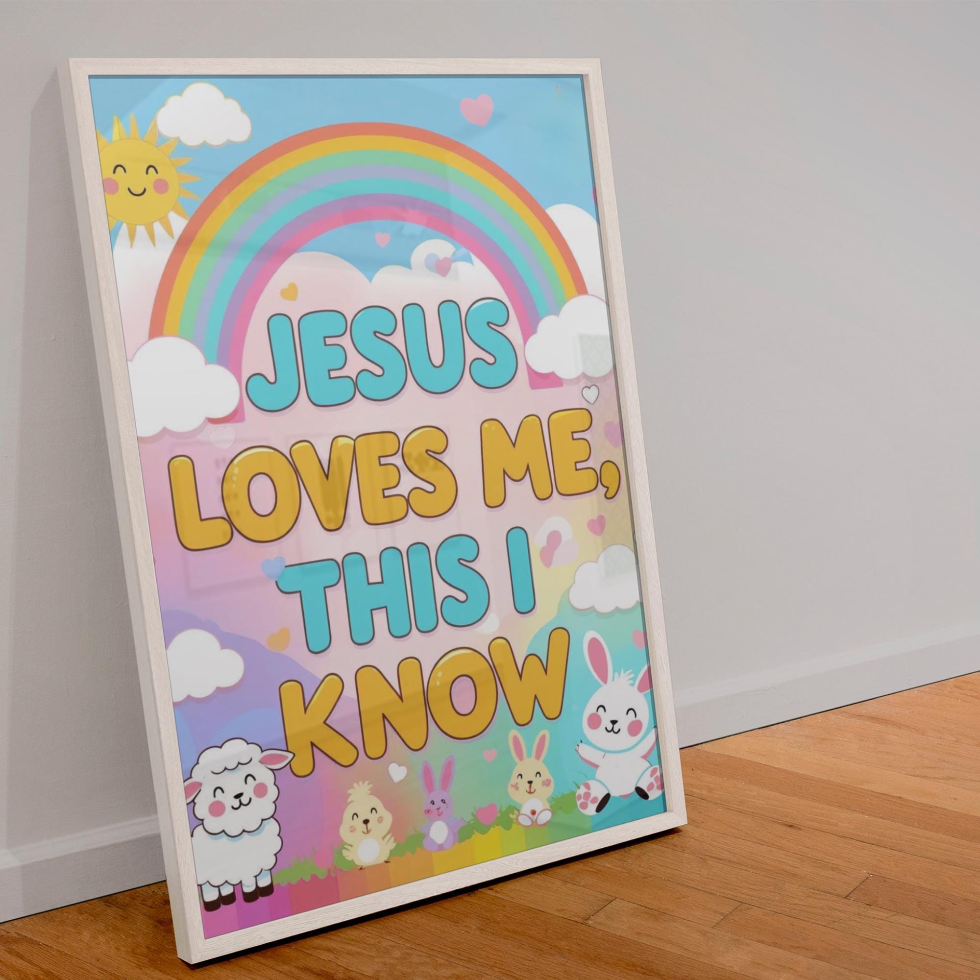 Jesus Loves Me Kids Wall Art: Pastel Nursery Decor (digital Download ...