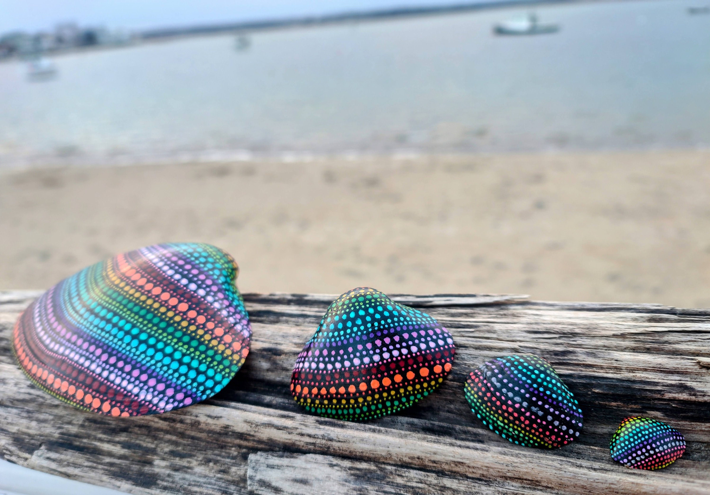 Hand Painted Rainbow Clam Shell - Etsy