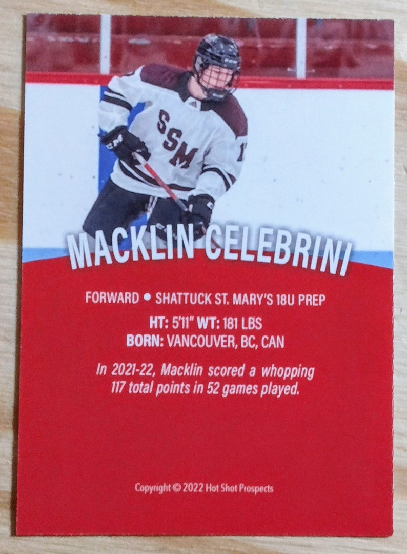 Lot of Macklin Celebrini 2022 Hot Shot Prospects Rookies Cards Rookie ...