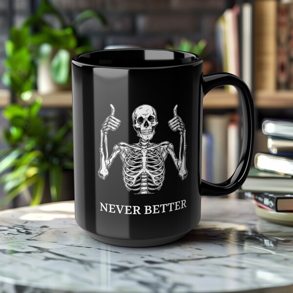 Fight, Win, Coffee, Repeat, Skeleton Motivational Mug, Print on Demand ...