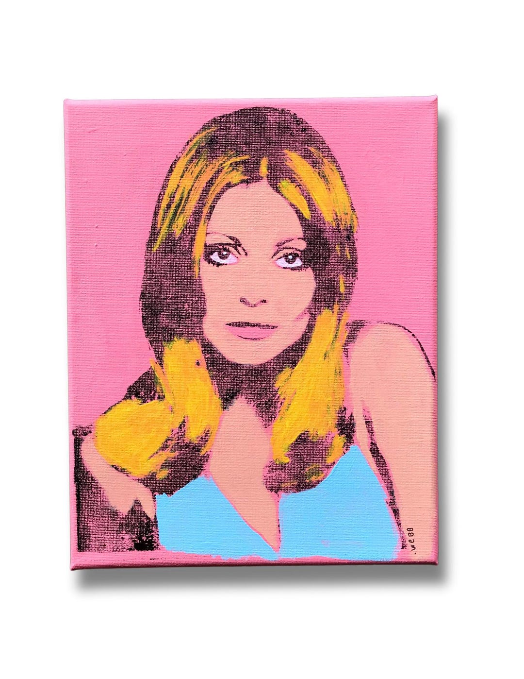 Original Pink Sharon Tate Pop Art Painting Once Upon A Time in Hollywood Los Angeles Grunge ...
