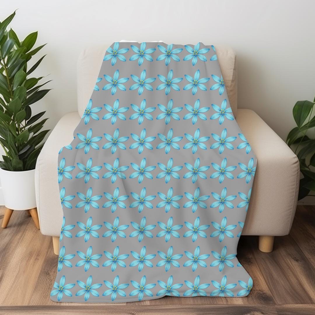 Blue Flower Blanket Floral Throw Blanket Soft Velveteen Blanket for ...