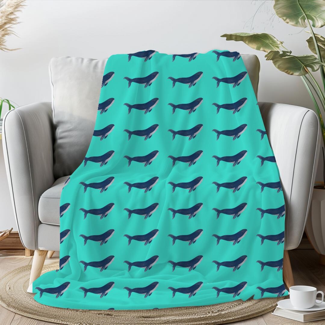 Whale Print Blanket Ocean-themed Throw Blanket Soft Velveteen Blanket ...
