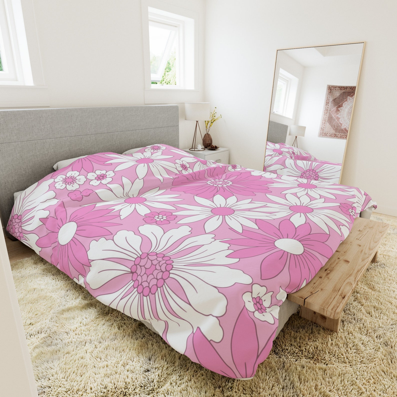 Duvet Cover for Spring Flowers Duvet Cover Pink Floral Bedding - Etsy