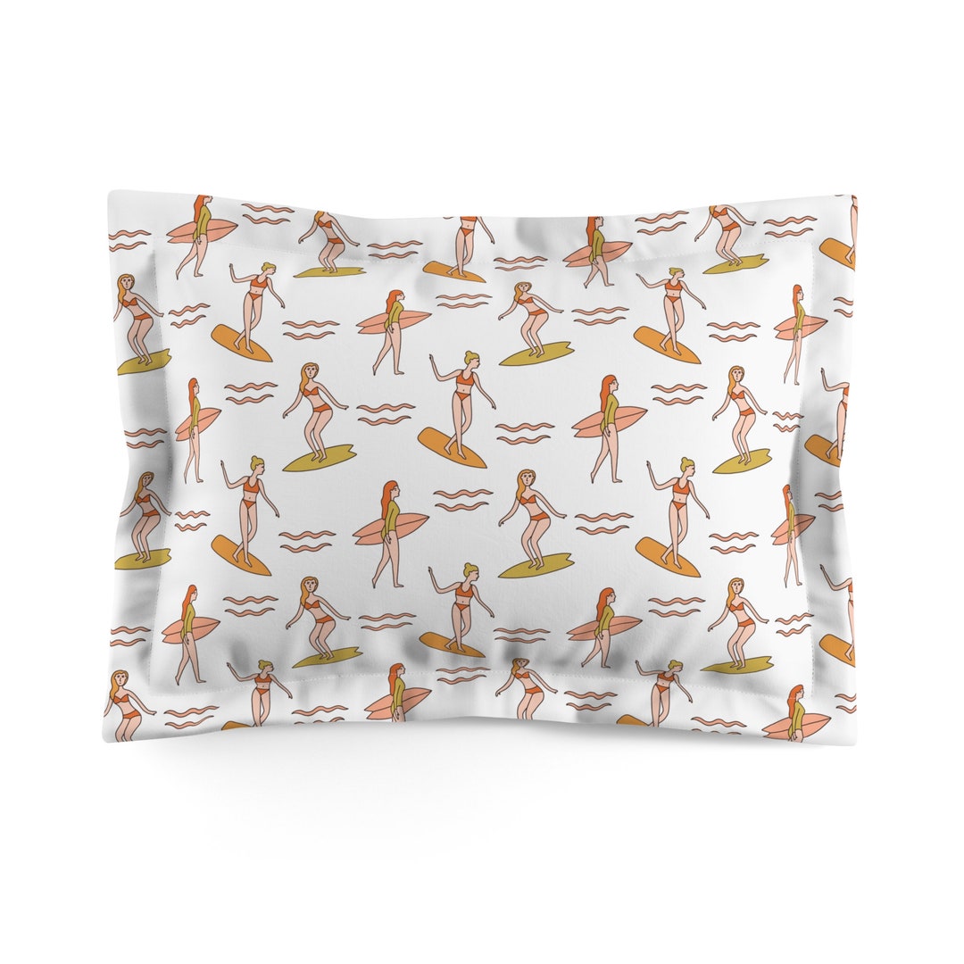 Surfer Girl Microfiber Pillow Sham for Duvet Set - Etsy