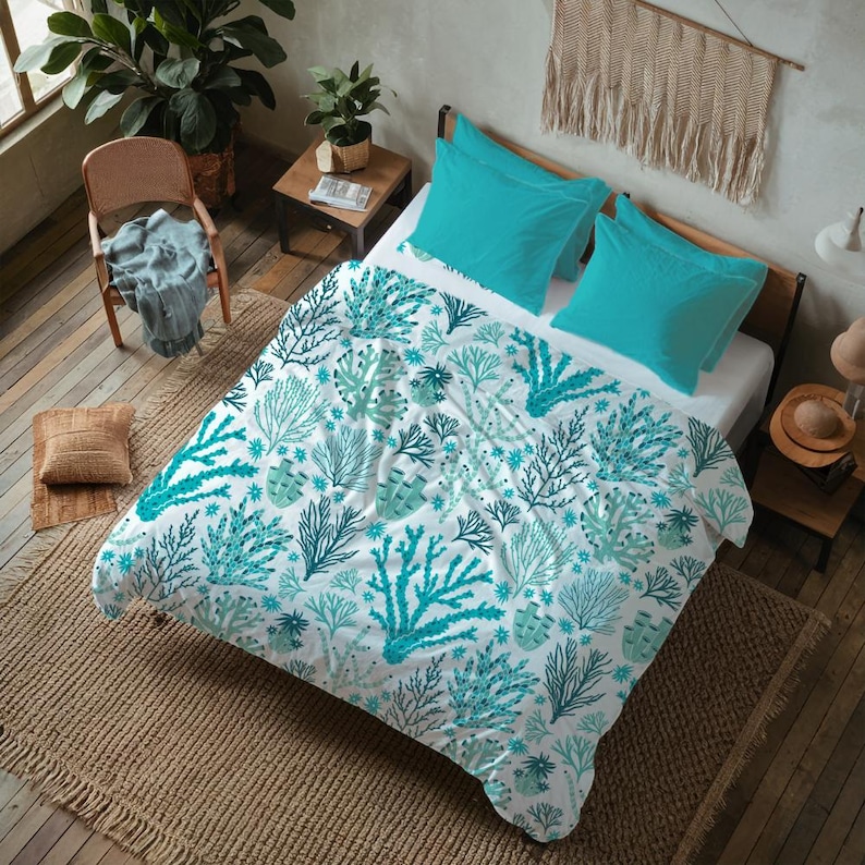 Coral Reef Bedding Set Coastal Decor Collection Beach House Bedding ...