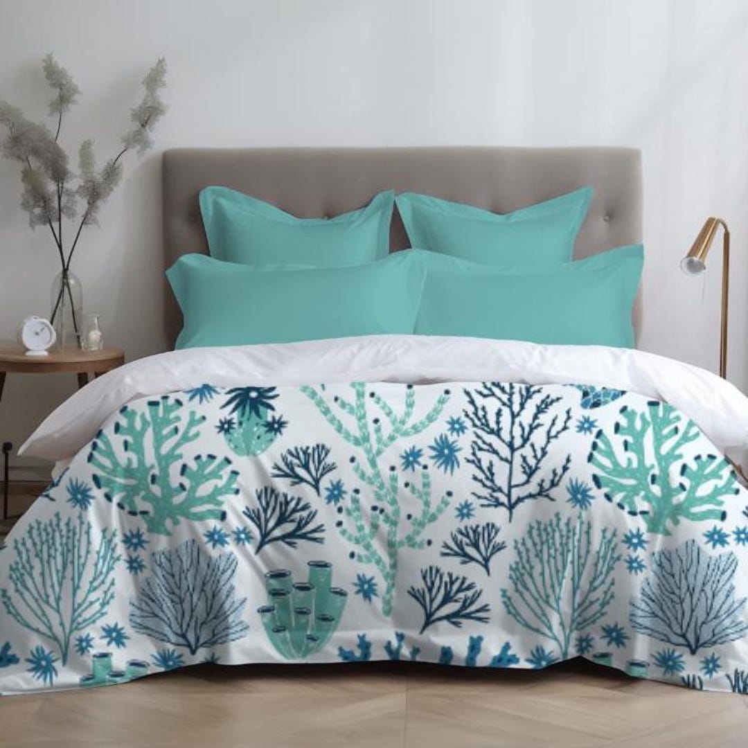 Coastal Coral Reef Duvet Cover: Ocean Theme Bedding - Etsy