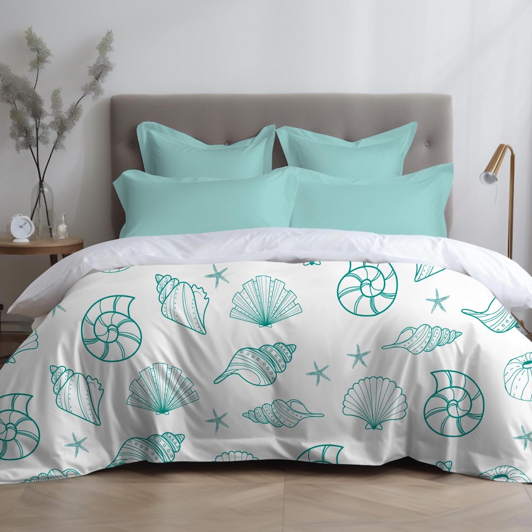 Seashell Duvet Cover: Coastal Beach House Bedding, Ocean-inspired - Etsy