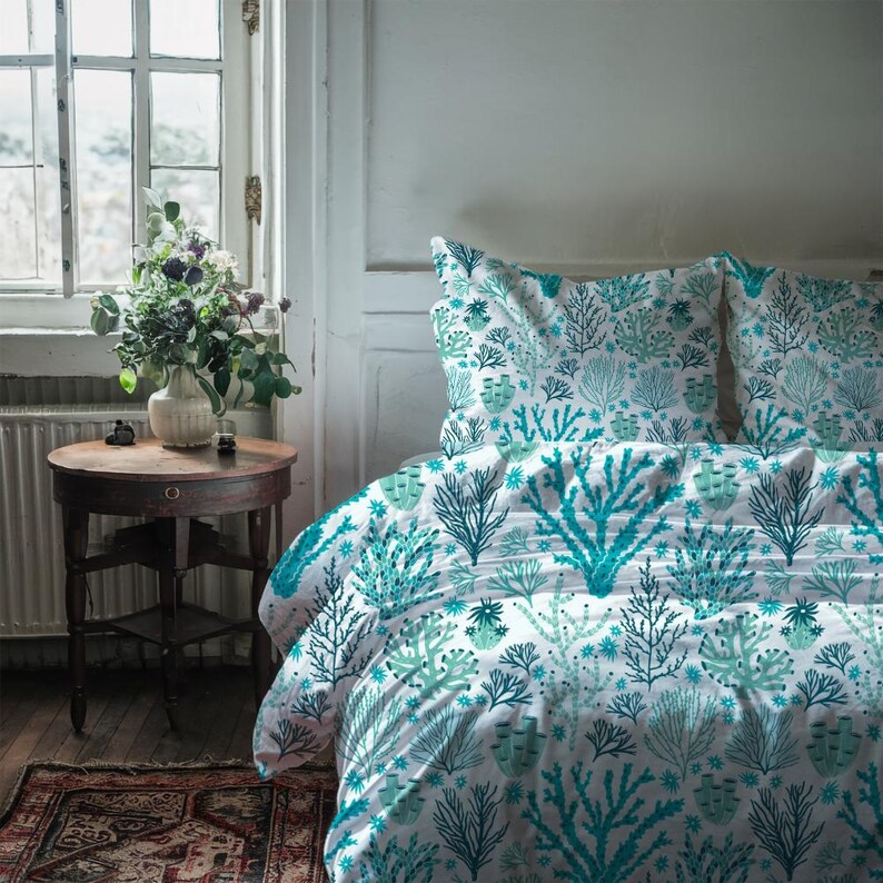 Coral Reef Bedding Set Coastal Decor Collection Beach House Bedding ...
