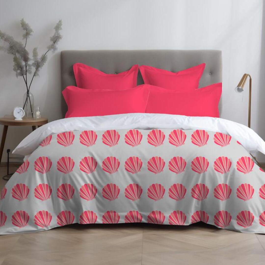 Duvet Cover With Seashells Coastal Theme Duvet, Pink Shell Bedding ...