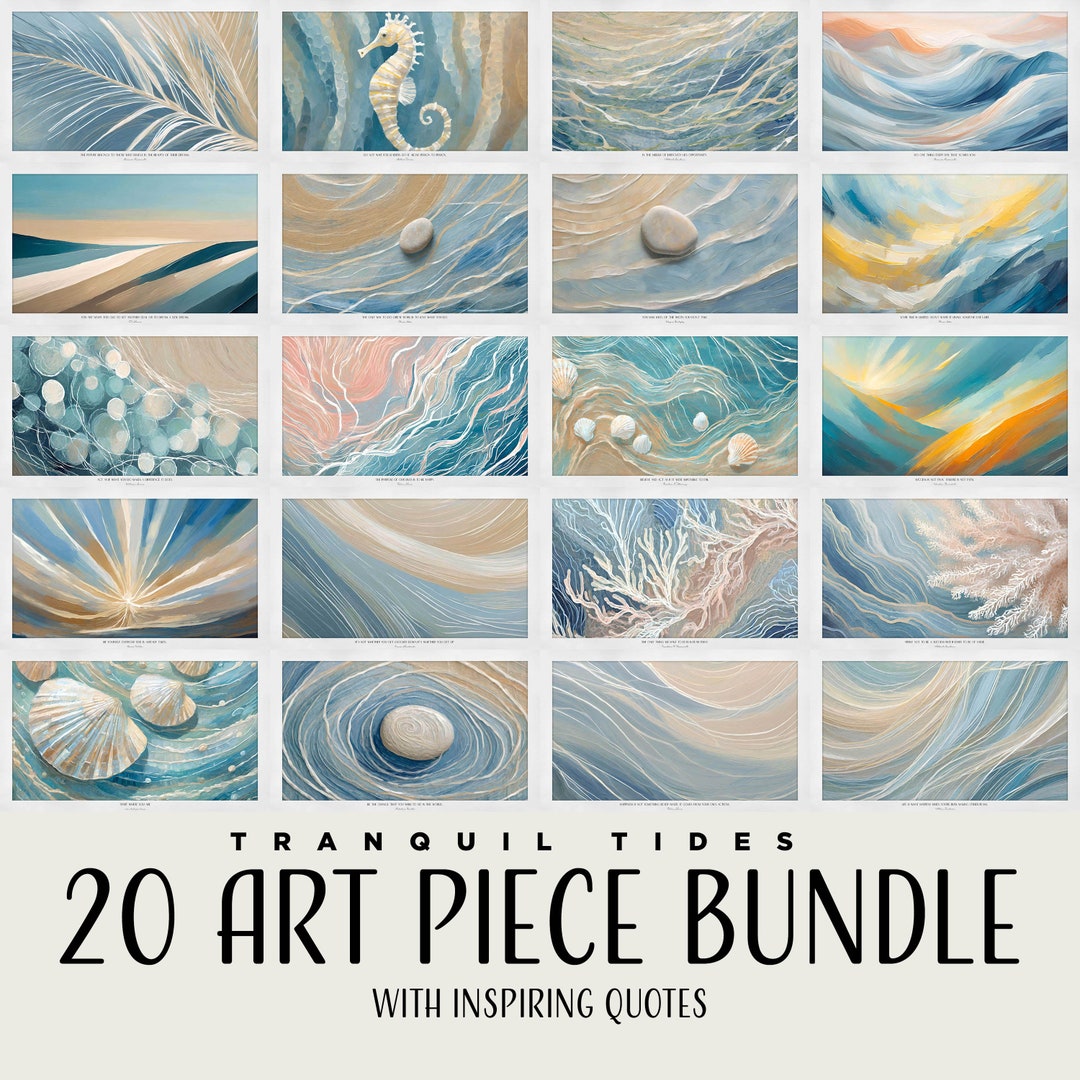 Digital Ocean Bliss Art Collection - Set of 20 Serene Sea Images for ...