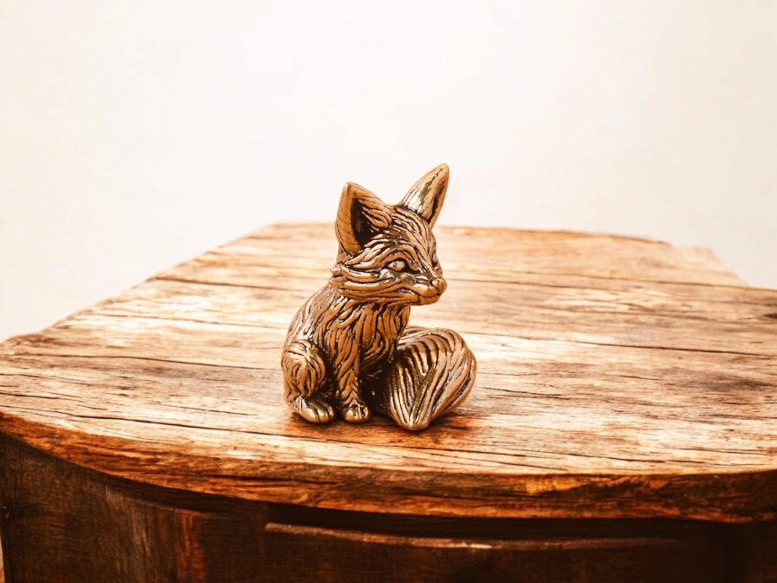 Brass Fox Figurine Set | Unique Animal Sculptures | Home Piece Ornament ...