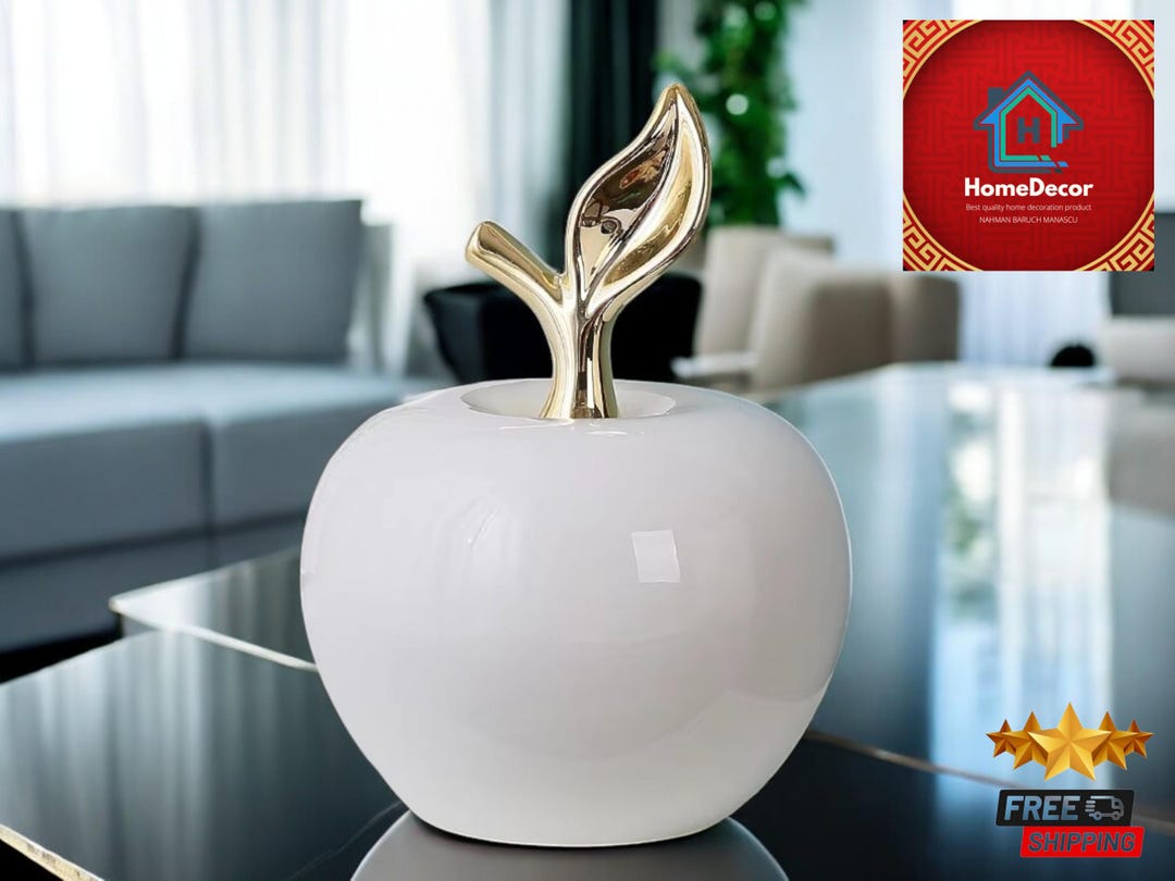 Ceramic Apple Decor | Simple Fruit Sculpture | Modern Home Ornament ...