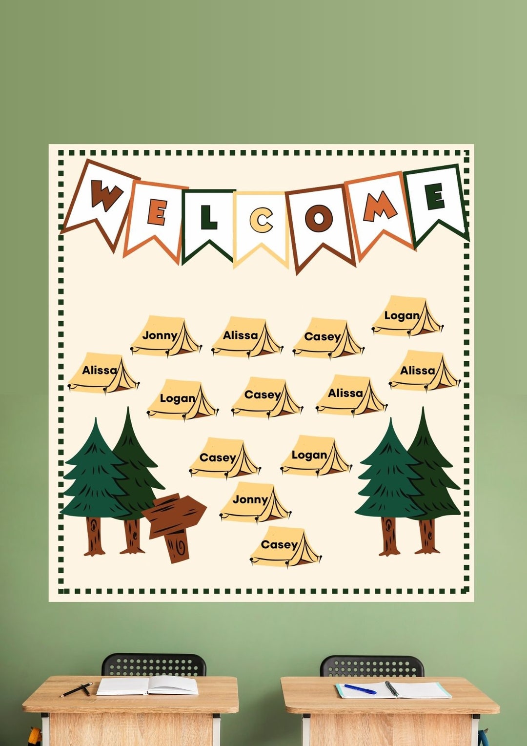 Adorable Camping Themed Bulletin Board for Back to School Classroom ...
