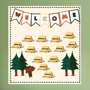 Adorable Camping Themed Bulletin Board for Back to School Classroom ...