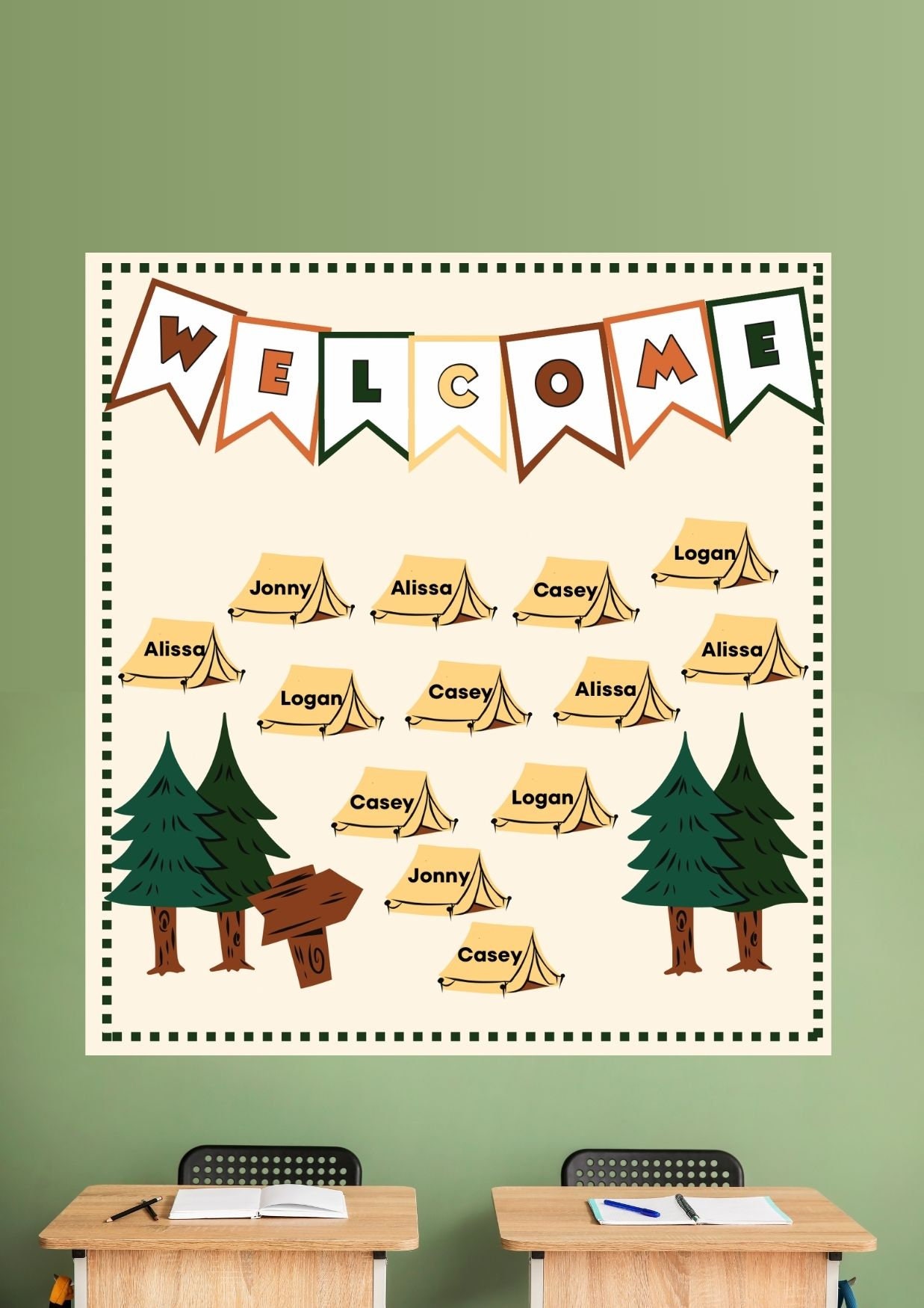 Adorable Camping Themed Bulletin Board for Back to School Classroom ...