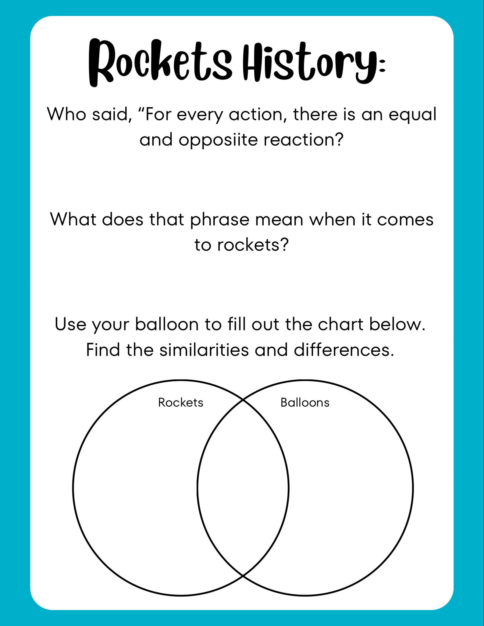 Rocket Experiment & Reading Passages: Homeschool Space Unit - Etsy
