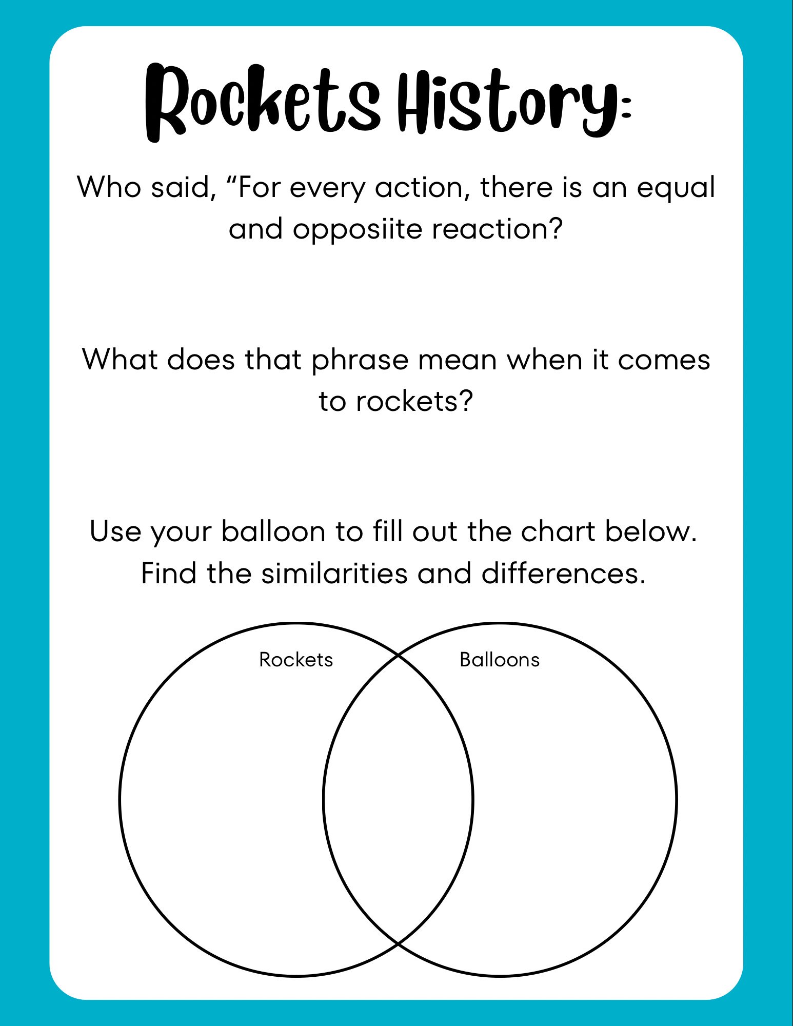 Rocket Experiment & Reading Passages: Homeschool Space Unit - Etsy