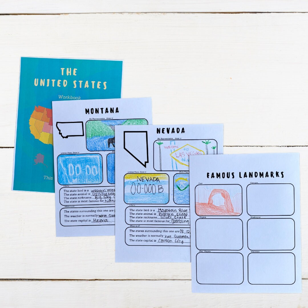 Printable United States Workbook Bundle: History & Geography for Kids ...