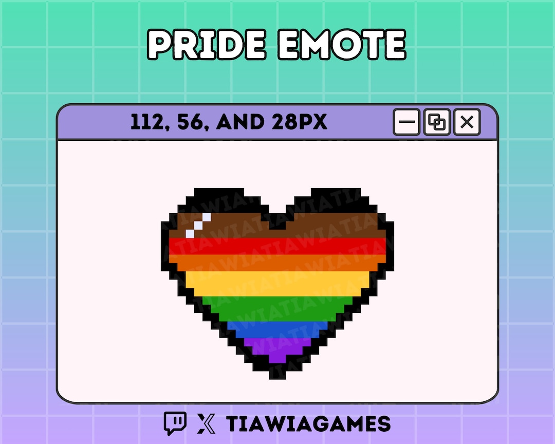Pixel Gay Pride Emote for Twitch | Pride Emote | Pixel Heart Emote ...