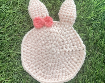 Bunny Crochet Coaster Fluffy Yarn Bunny Crochet Coaster Handmade ...