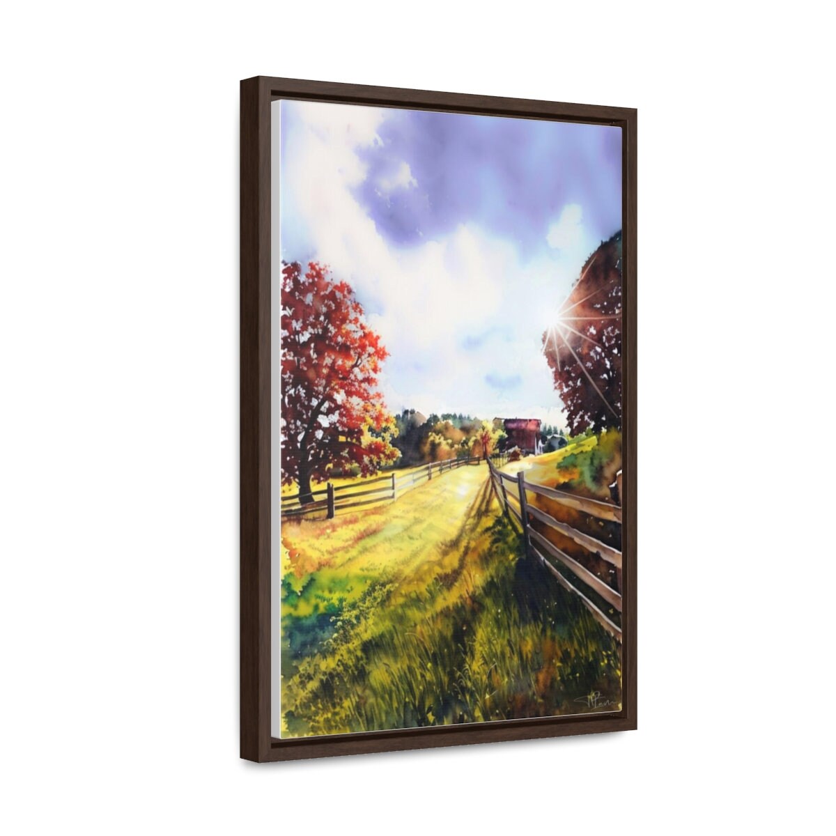 Golden Autumn Glow: Rustic Countryside Landscape Canvas - Etsy