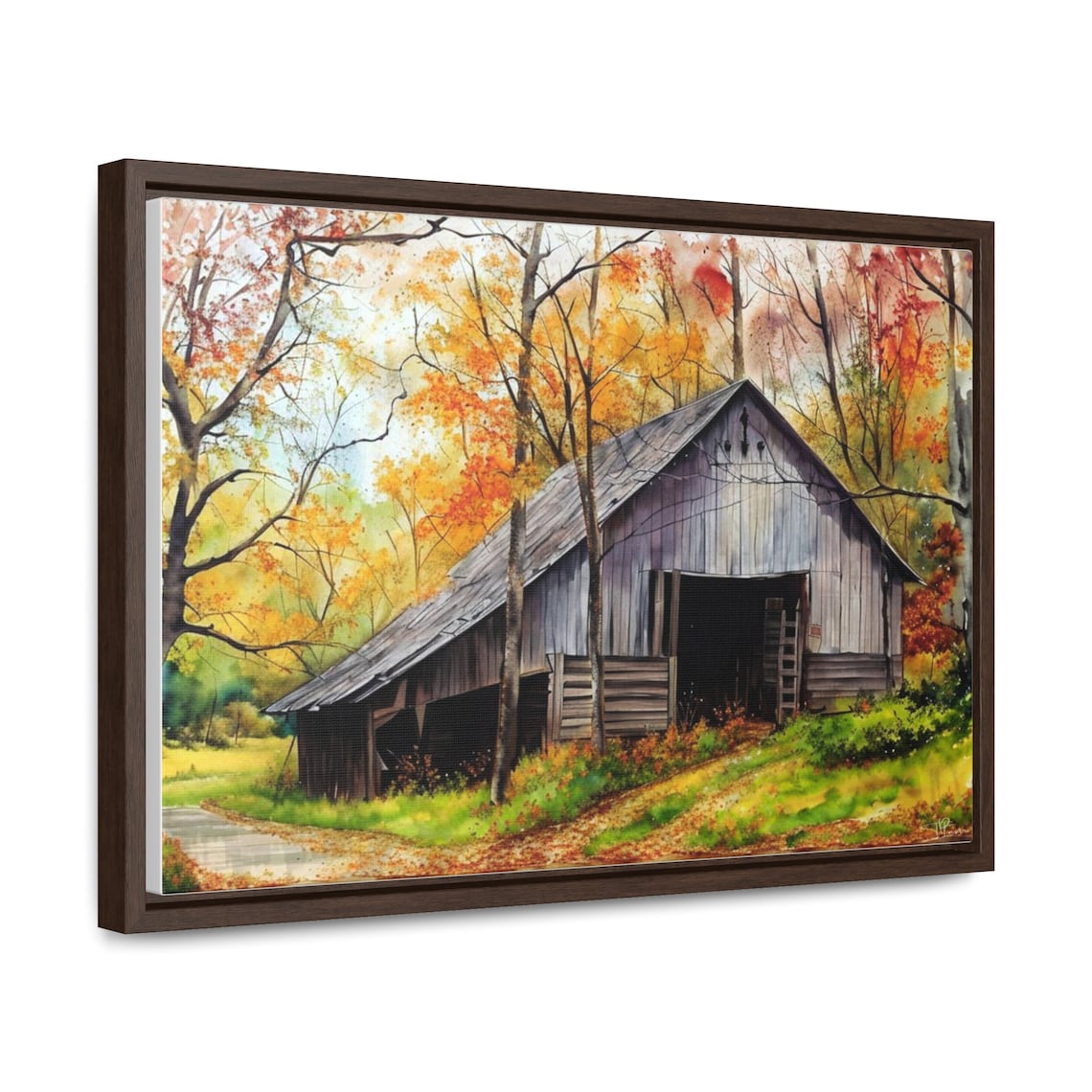 Early Morning Barn in the Woods Canvas Rustic Autumn Scene Art Print - Etsy